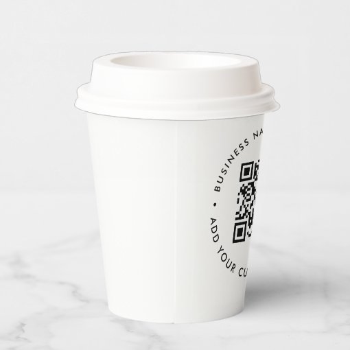 QR Code | Modern Minimalist Clean Simple White Paper Cups | Zazzle