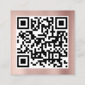 QR Code Modern Minimalist Rose Gold Pink Square Business Card | Zazzle