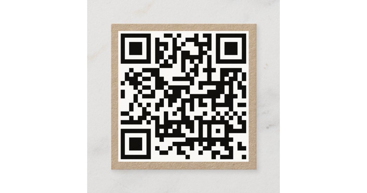 QR Code Modern Minimalist Scannable Kraft Square Business Card | Zazzle