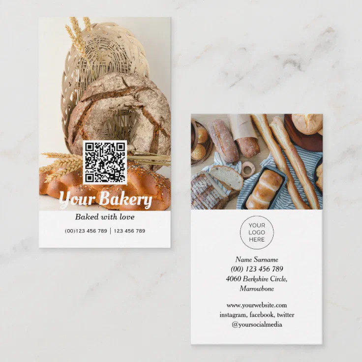 QR code Modern photo bakery Business Card | Zazzle