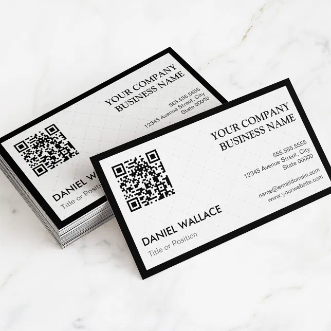 QR Code - Modern Professional Black White Business Card | Zazzle