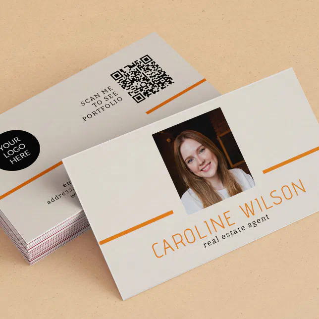 QR CODE modern professional minimalist logo photo Business Card | Zazzle