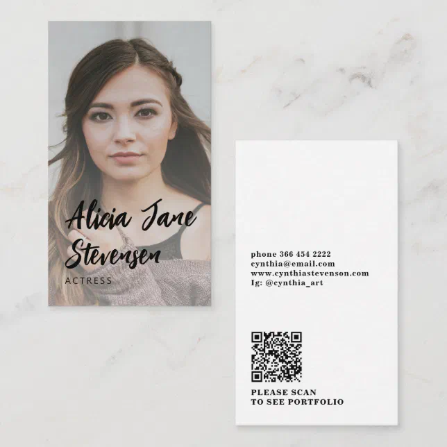 QR CODE modern professional model photo Business Card | Zazzle