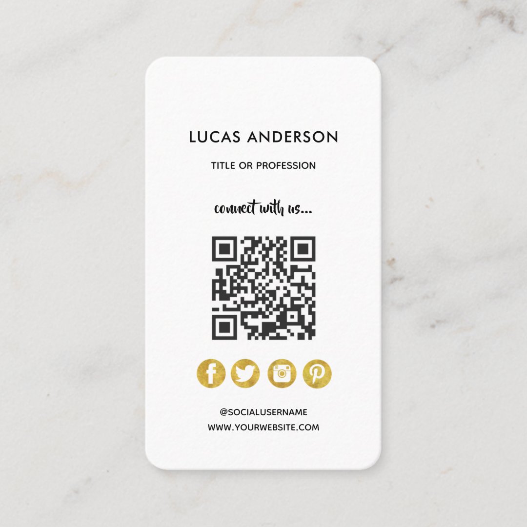 QR code modern stylish gold scannable networking B Business Card | Zazzle