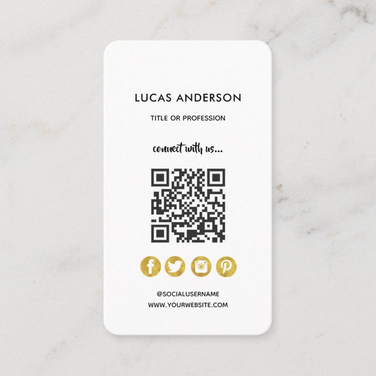 QR code modern stylish gold scannable networking B Business Card | Zazzle