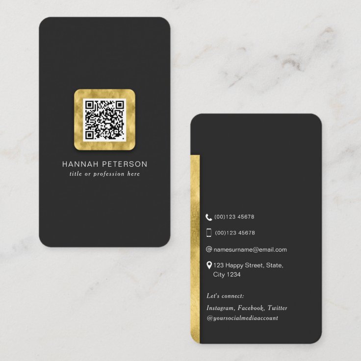 QR code modern stylish gold scannable networking Business Card | Zazzle