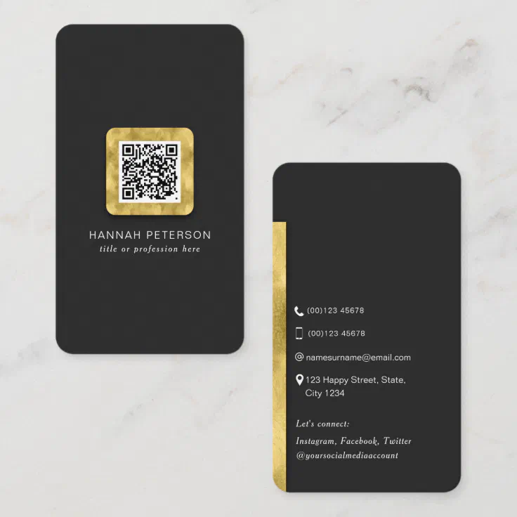QR code modern stylish gold scannable networking Business Card | Zazzle
