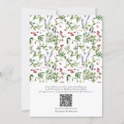 QR Code Modern Wildflower Botanical Floral Wedding Invitation | Zazzle