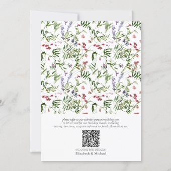 QR Code Modern Wildflower Botanical Floral Wedding Invitation | Zazzle