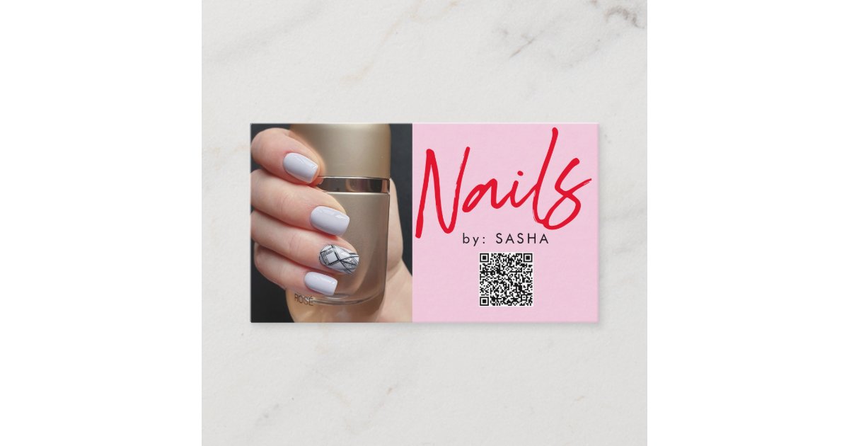 QR code nails photo business cards | Zazzle