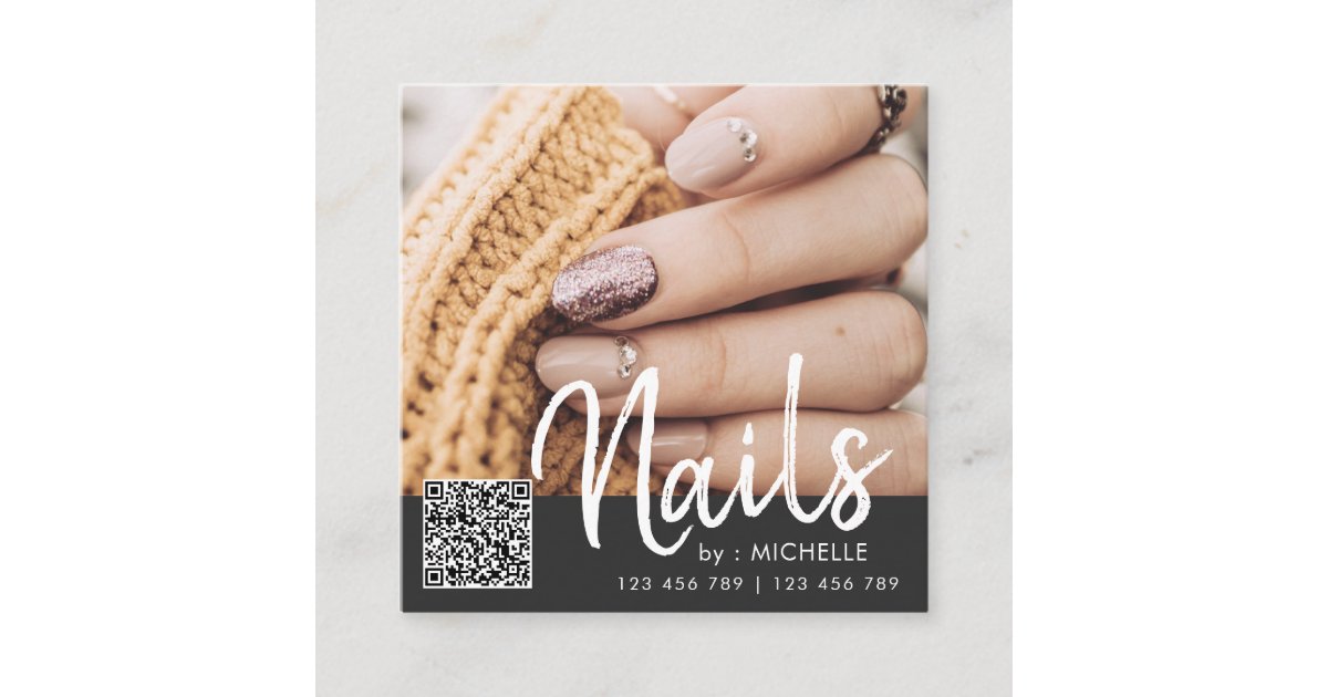 QR code nails photo business cards | Zazzle