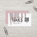 QR CODE Nails Salon Blush Pink Glitter Dripping Business Card | Zazzle