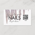 QR CODE Nails Salon Blush Pink Glitter Dripping Business Card | Zazzle