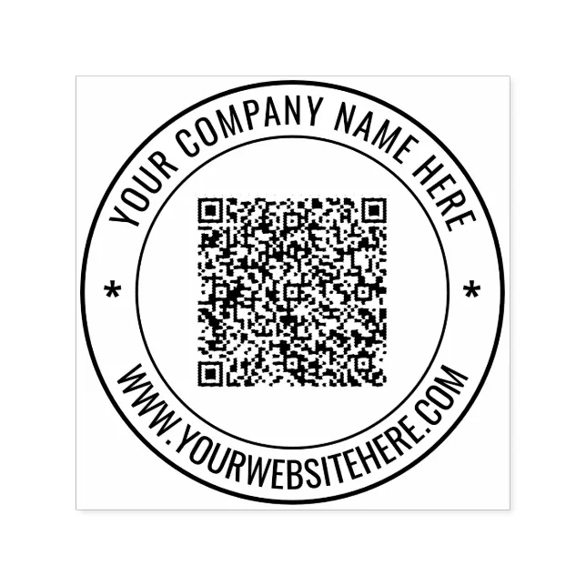 QR Code Name Website Round Self-inking Stamp | Zazzle