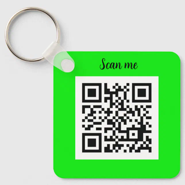 QR Code Neon Green Elegant Yellow Business Keychain | Zazzle
