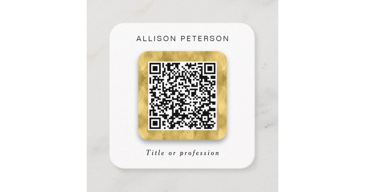 QR code networking simple modern gold Square Square Business Card | Zazzle