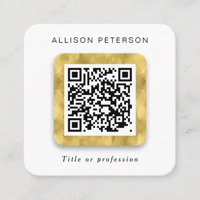 QR code networking simple modern gold Square Square Business Card | Zazzle