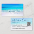 QR Code Ocean Beach Sea Travel Aqua Blue Stylish Business Card | Zazzle