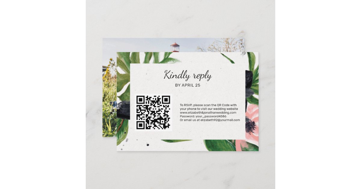 QR Code online RSVP photo floral tropical wedding | Zazzle.com