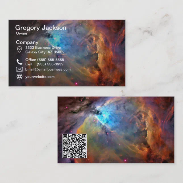 QR Code Orion Nebula Space Galaxy Business Card | Zazzle