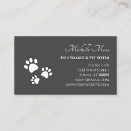QR code Paw Prints Pet Sitter Gray Business Card | Zazzle