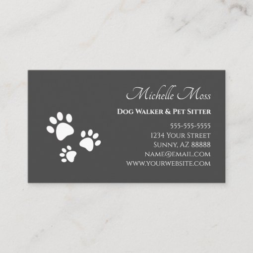 QR code Paw Prints Pet Sitter Gray Business Card | Zazzle