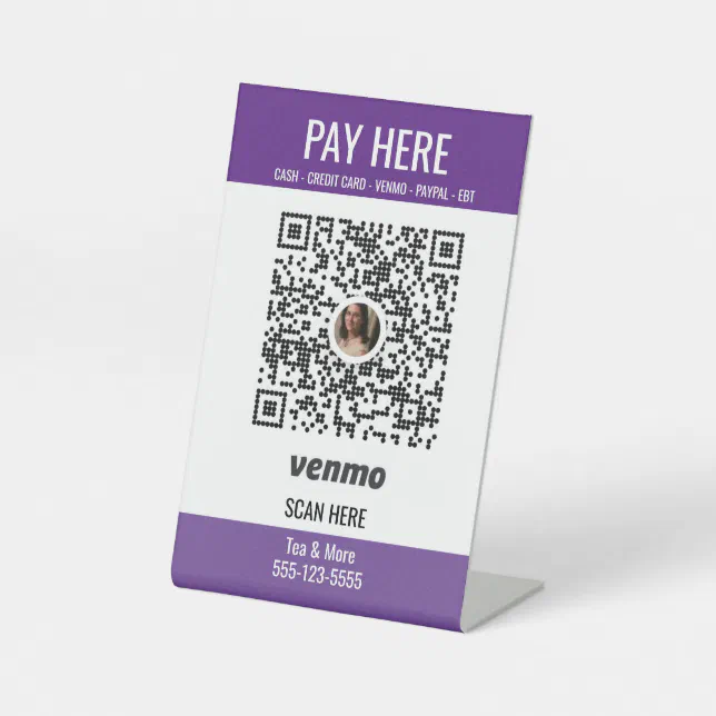 QR Code Pay Here Craft Show Booth Display Pedestal Sign | Zazzle
