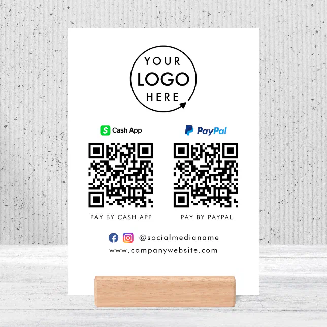 QR Code Payment | CashApp Paypal Scan to Pay Logo Holder | Zazzle