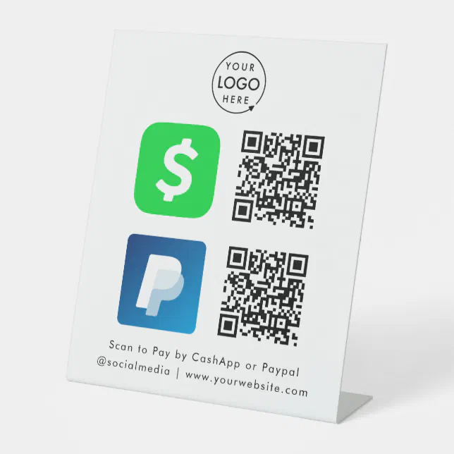 QR Code Payment | CashApp Paypal Scan to Pay Logo Pedestal Sign | Zazzle