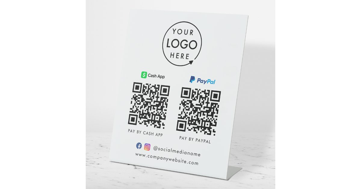 QR Code Payment | CashApp Paypal Scan to Pay Logo Pedestal Sign | Zazzle