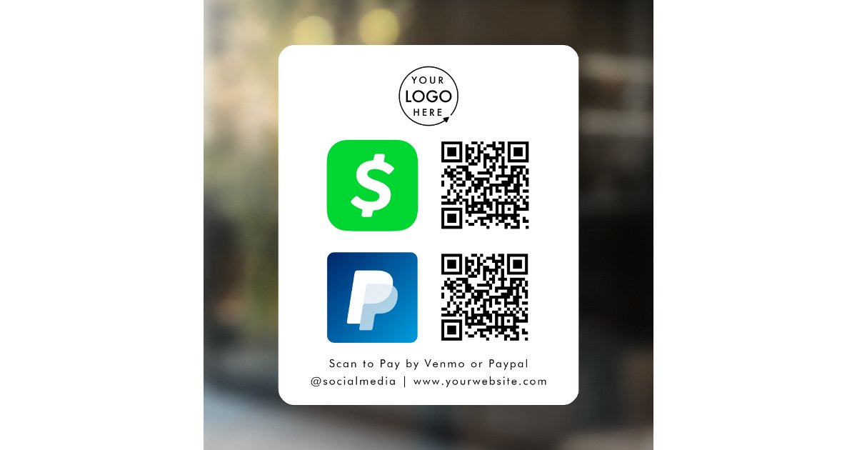 QR Code Payment | CashApp Paypal Scan to Pay White Window Cling | Zazzle