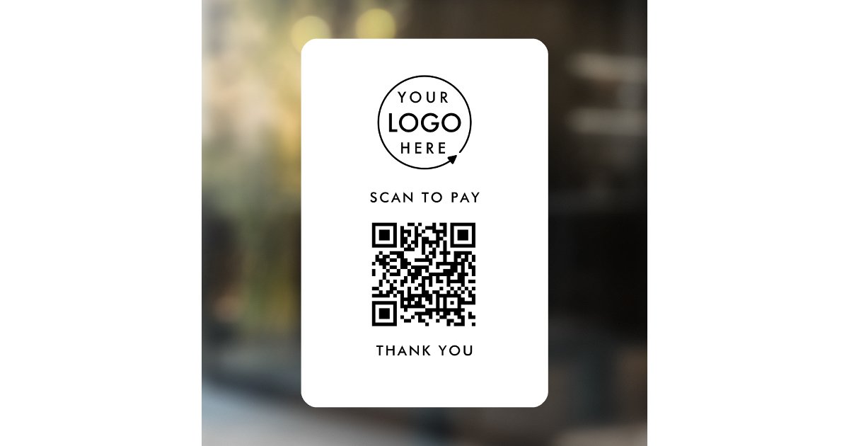 QR Code Payment | Logo Contactless Scan to Pay Window Cling | Zazzle