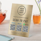 QR Code Payment Logo Gold Pedestal Sign | Zazzle