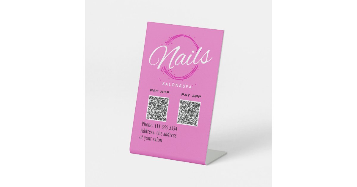 QR code payment modern minimalist for nail salon Pedestal Sign | Zazzle