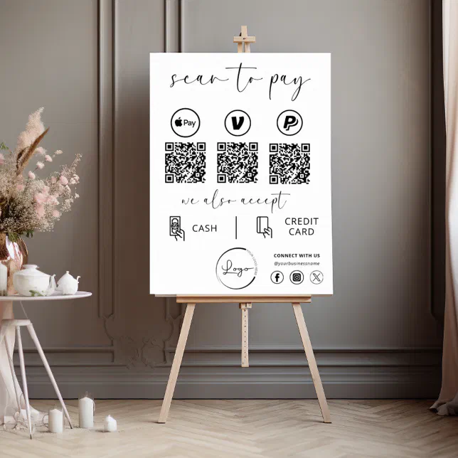 Qr Code Payment Scan To Pay Business Logo Foam Board Zazzle