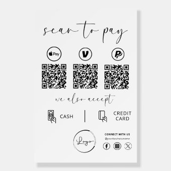 QR Code Payment - Scan to Pay Business Logo Foam Board | Zazzle
