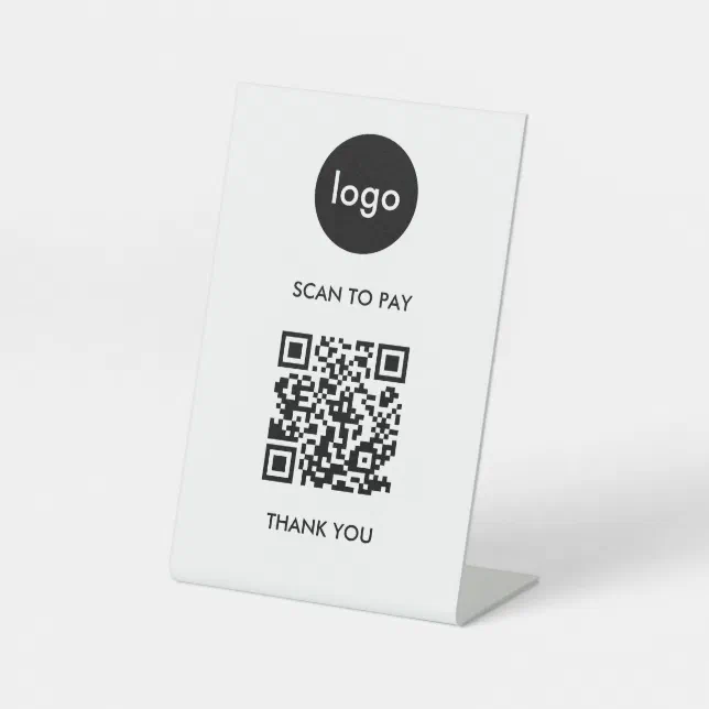 QR Code Payment Scan To Pay Business Logo Pedestal Sign | Zazzle