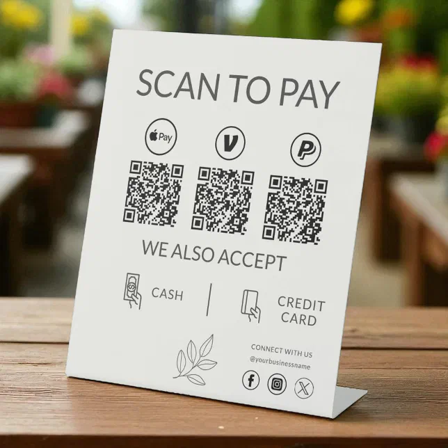 QR Code Payment - Scan to Pay Business Logo Pedestal Sign | Zazzle