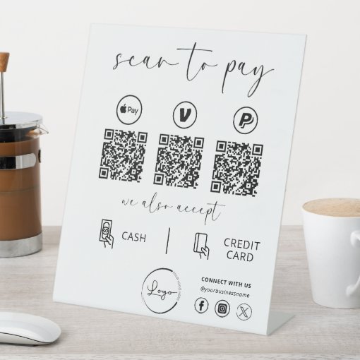 QR Code Payment - Scan to Pay Business Logo Pedestal Sign | Zazzle