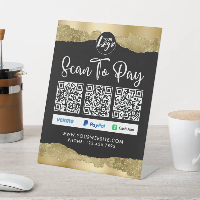 QR Code Payment | Scan to Pay Logo Pedestal Sign | Zazzle