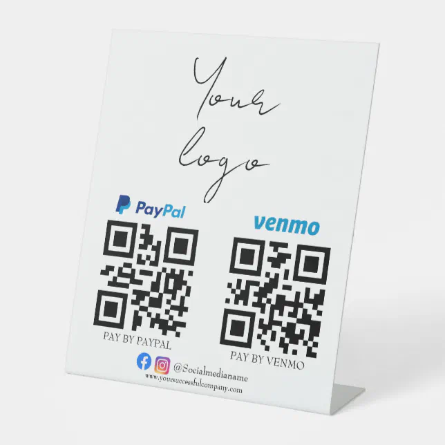 QR code payment | scan to pay logo Pedestal Sign | Zazzle