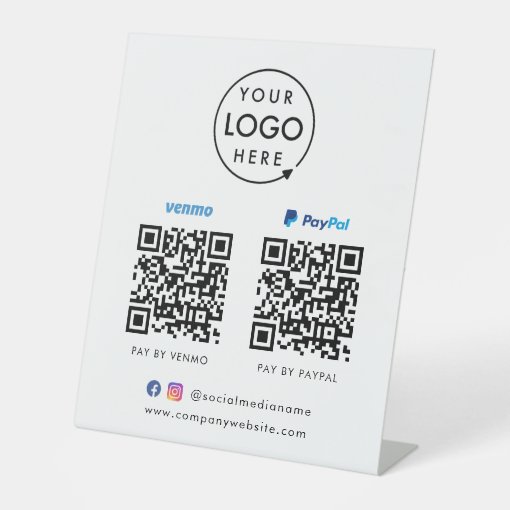 QR Code Payment | Venmo Paypal Scan to Pay Logo Pedestal Sign | Zazzle