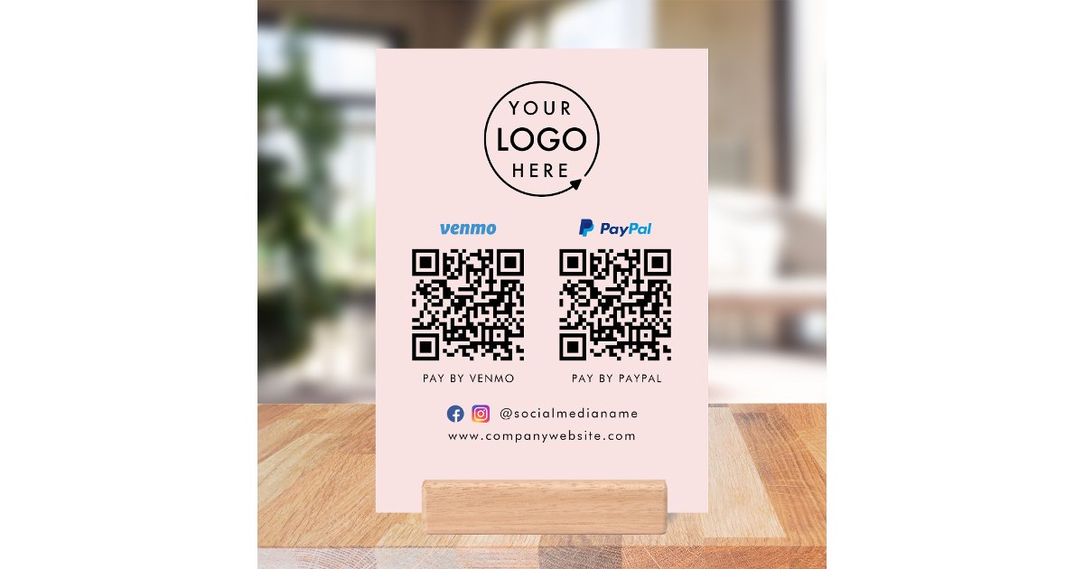 QR Code Payment | Venmo Paypal Scan to Pay Pink Holder | Zazzle