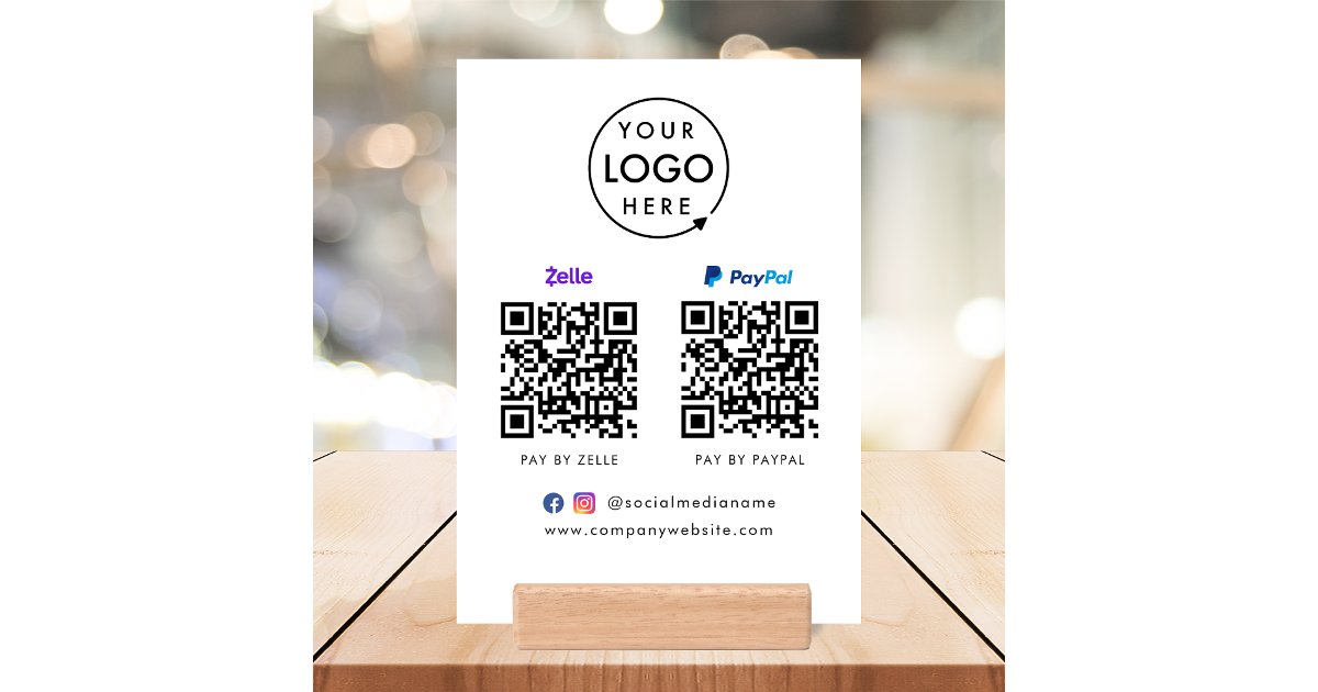QR Code Payment | Zelle Paypal Scan to Pay Logo Holder | Zazzle