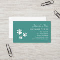 QR code Pet Sitter Paw Prints Teal Green Business Card | Zazzle