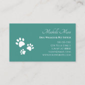QR code Pet Sitter Paw Prints Teal Green Business Card | Zazzle