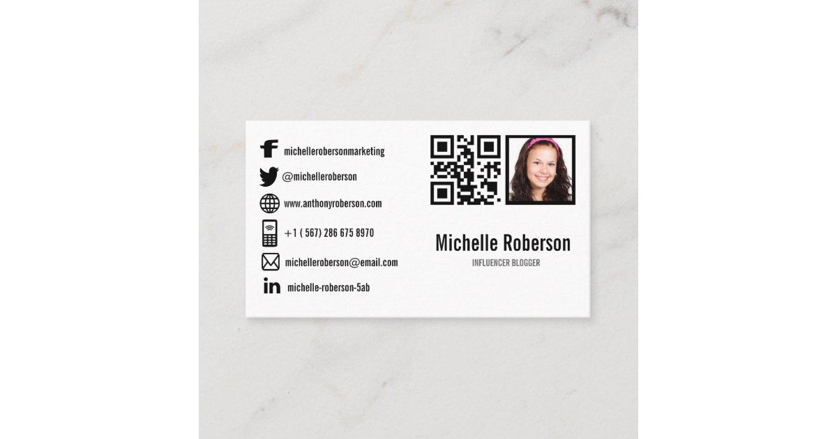 QR code photo and social media icons Business Card | Zazzle QR code photo and social media icons Business Card | Zazzle