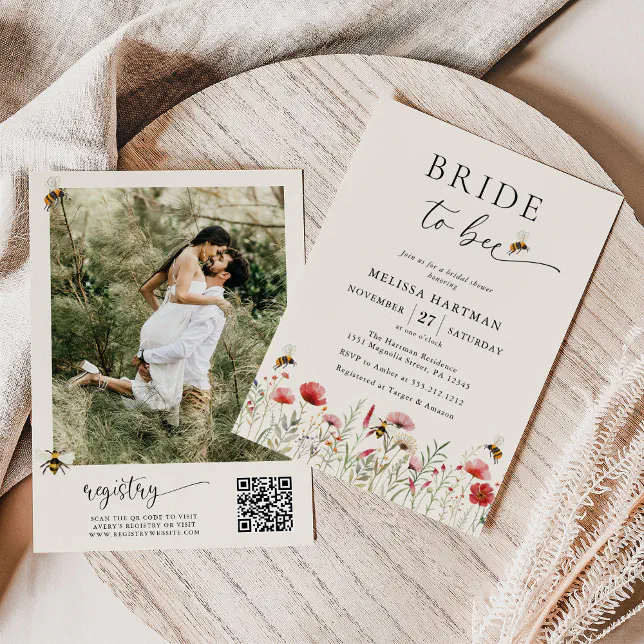 Qr Code Photo Bride To Bee Photo Bridal Shower Invitation | Zazzle
