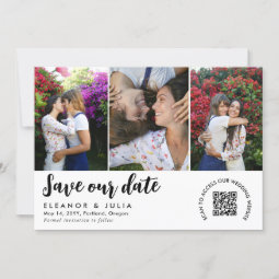 QR Code Photo Collage Wedding Save the Date | Zazzle