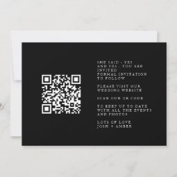 QR Code Photo Modern Black and White Save The Date | Zazzle
